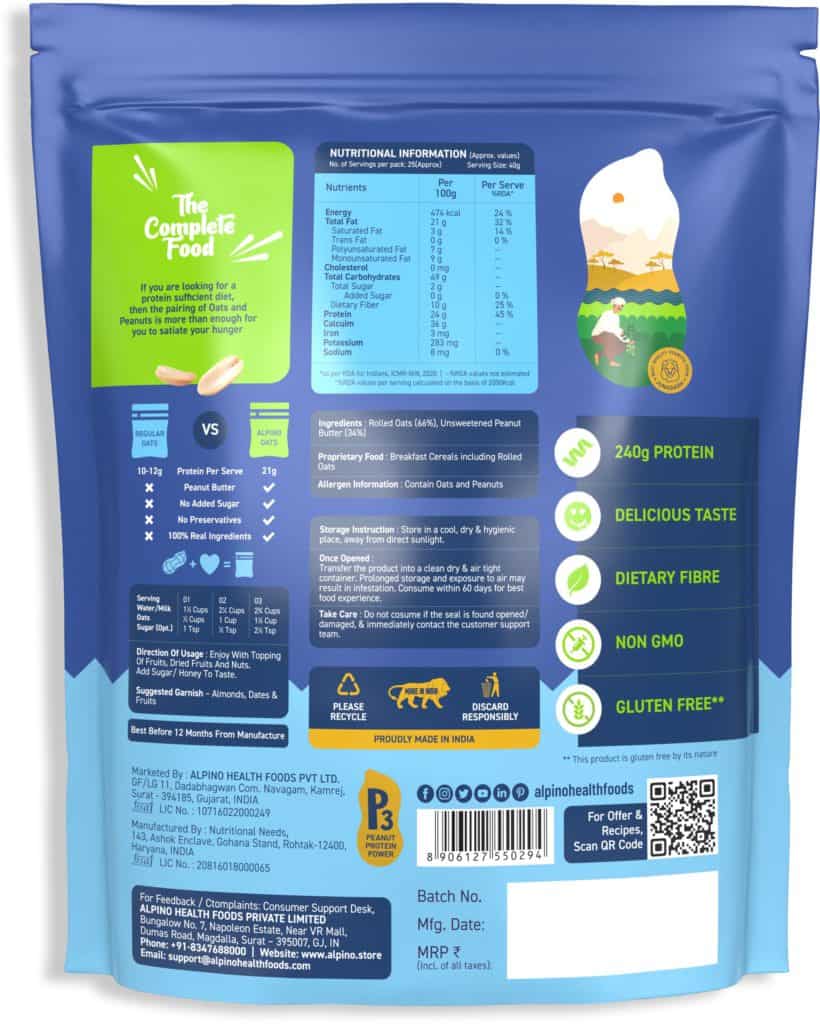 Buy Alpino Peanut Butter Super Oats | Livofy